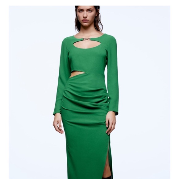 Zara | Dresses | Zara Dress Green Cut Out | Poshmark